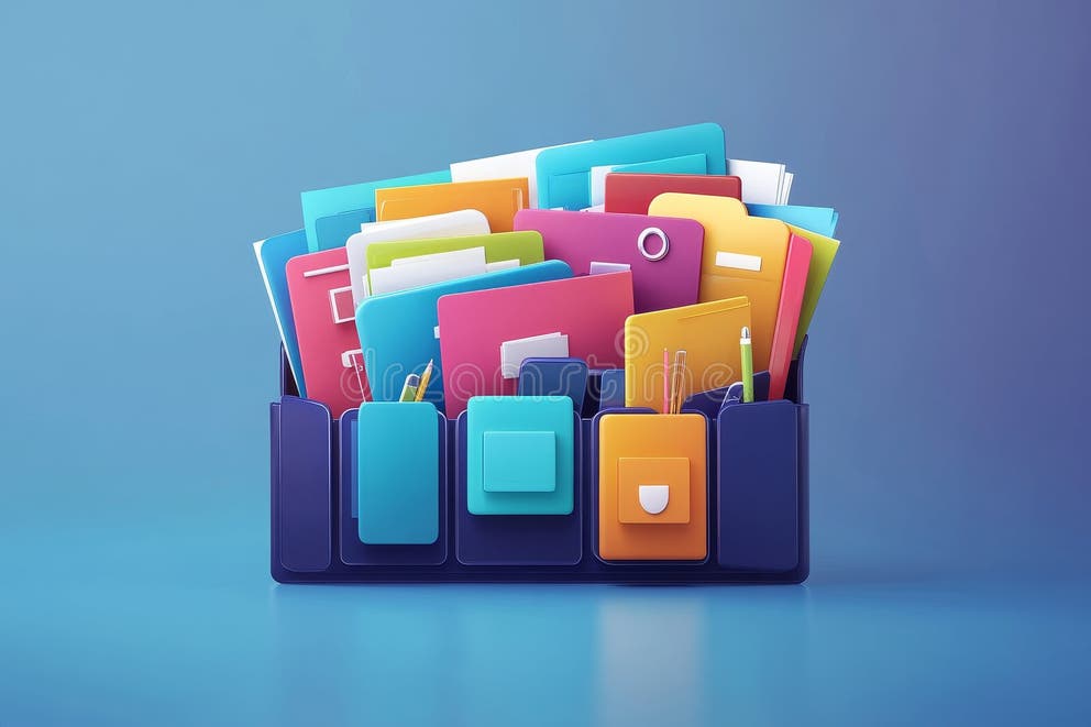 An Overflowing Drawer Filled with Brightly Colored File Folders ...