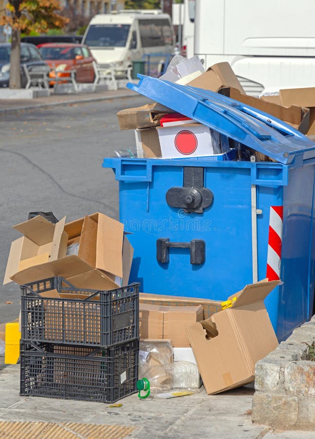 Overflowing Dumpster Trash stock photo. Image of waste - 302437556