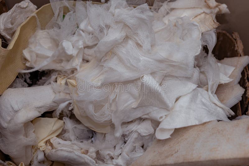 Overflowing Dustbin of Waste White Bandages Stock Photo - Image of ...