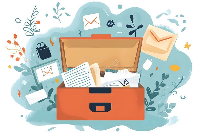 Overwhelmed Inbox stock illustration. Illustration of unorganized ...