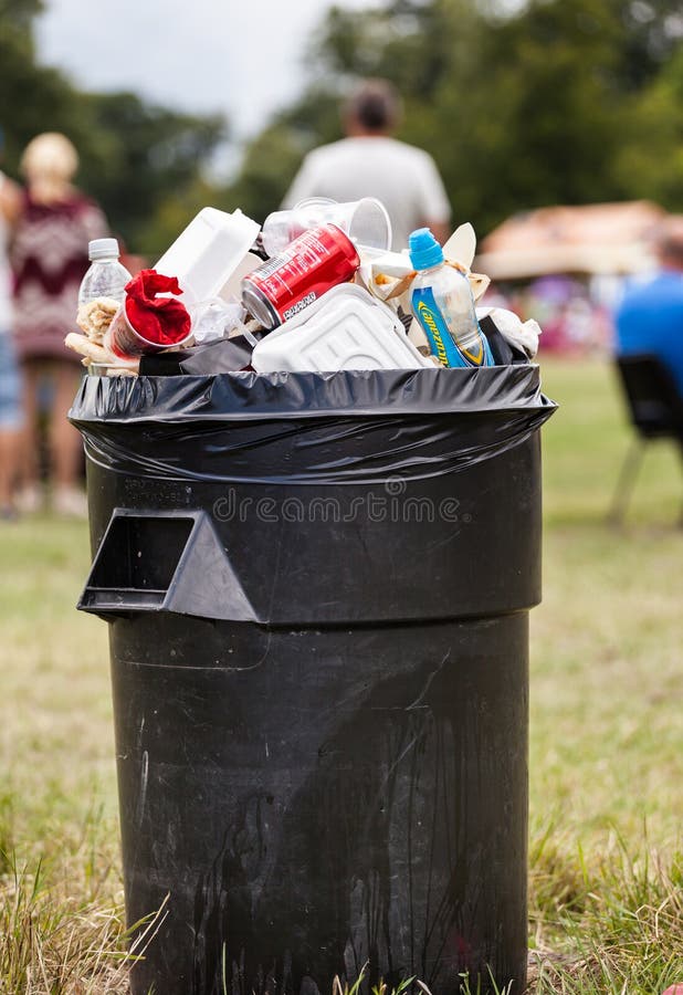 Overflowing Garbage Bin A Black Trash Can Editorial Photo Image Of Britain Issues 174217341