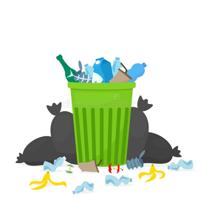 Overflowing Garbage Bin. Clipart Image Stock Vector - Illustration of ...