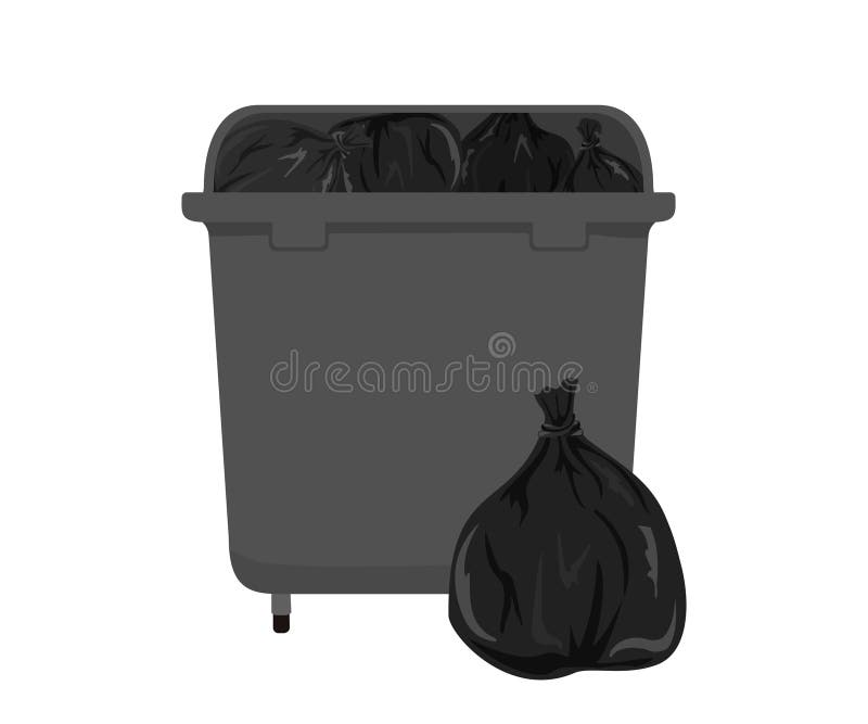 Overflowing Garbage Bin and Garbage Bag Representing Overflowing Waste ...