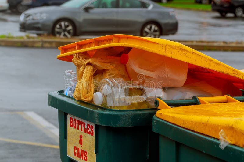 Overflowing Garbage Bins with Household Waste in the City Stock Photo ...