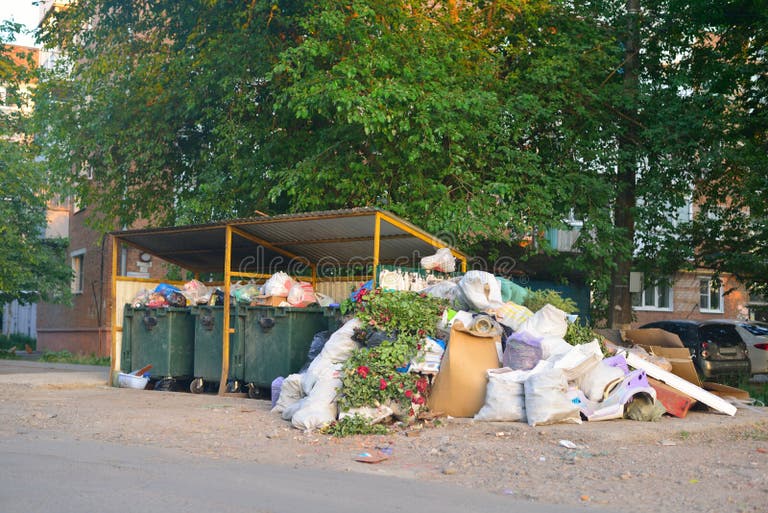 Large Dump Near Garbage Cans Stock Photo - Image of urban, industry ...