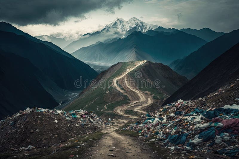 Overflowing Garbage Dump in Mountains after Pollution Stock ...