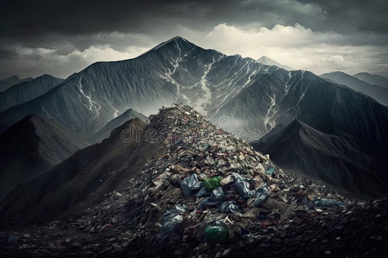 Overflowing Garbage Dump in Mountains after Pollution Stock Image ...