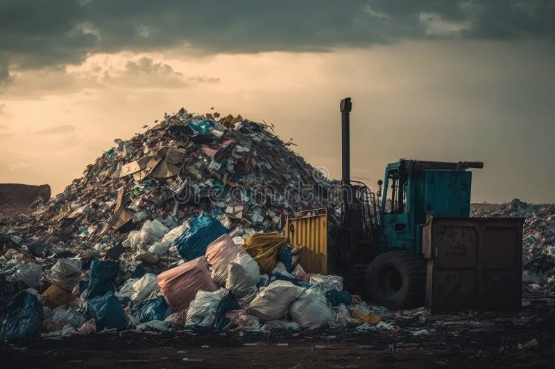 Overflowing Garbage from Unprepared Garbage Dump at Landfill Stock ...