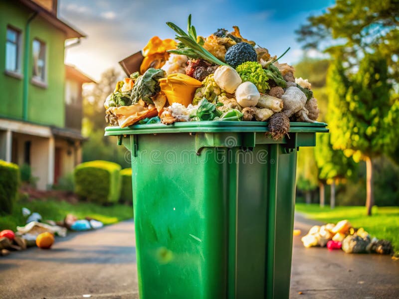 Overflowing Green Recycling Bin a Visual Representation of Improper ...