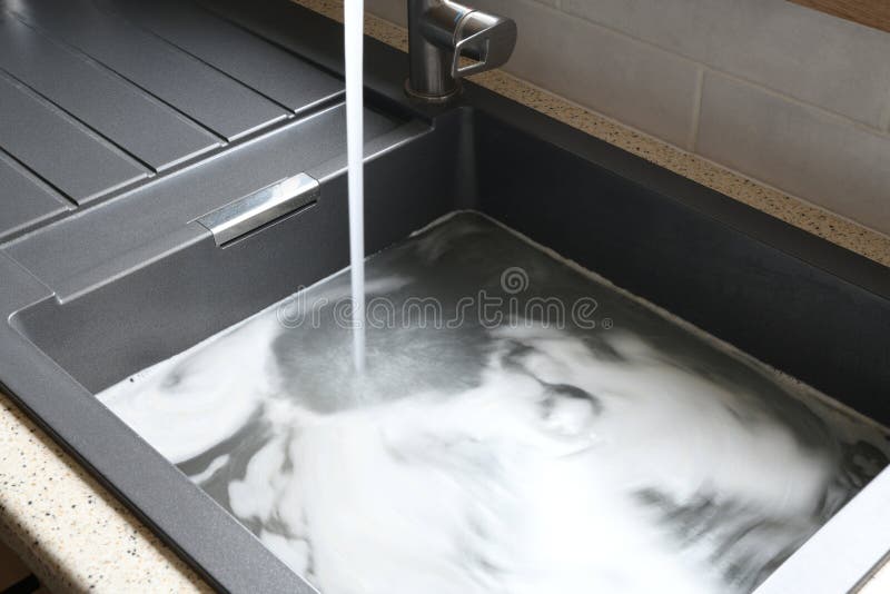 Overflowing Kitchen Sink, Clogged Drain Stock Image - Image of blockage ...