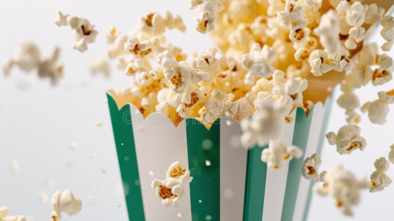 Overflowing Popcorn in Red and White Striped Container Stock Image ...