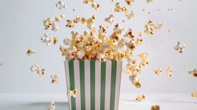 Overflowing Popcorn in Red and White Striped Container Stock Image ...