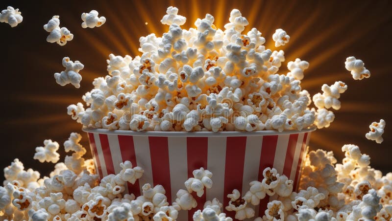 Overflowing Popcorn in Red and White Striped Container Stock Image ...