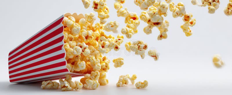 Overflowing Popcorn in Red and White Striped Container Stock Image ...