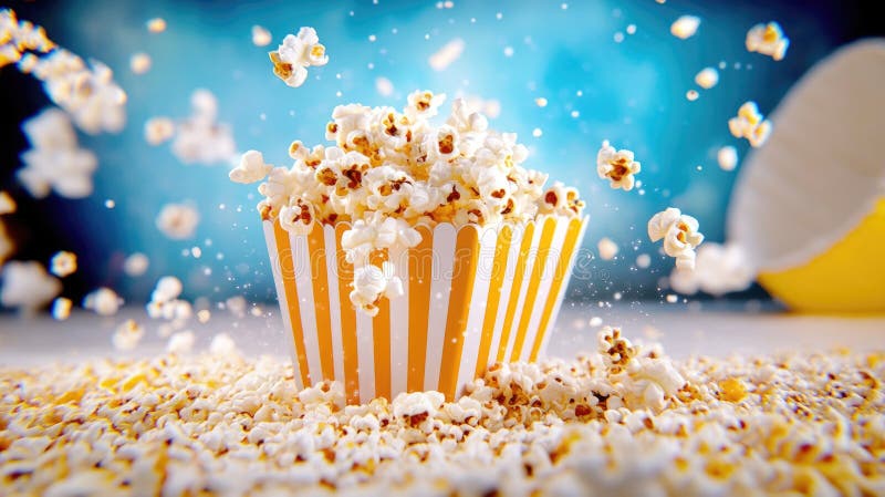 Overflowing Popcorn in Red and White Striped Container Stock Image ...