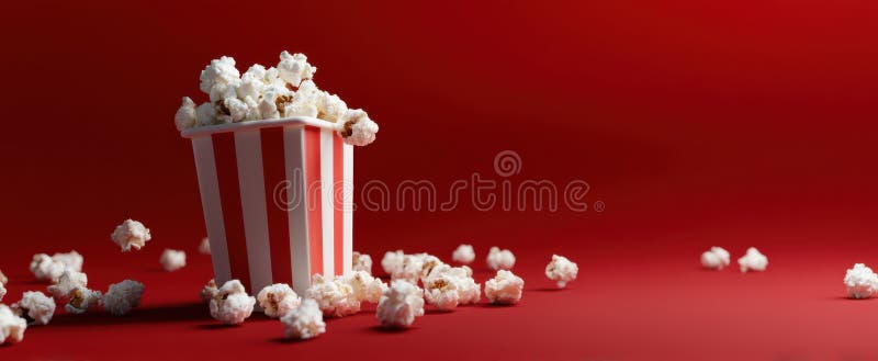 Overflowing Popcorn in Red and White Striped Container Stock Image ...