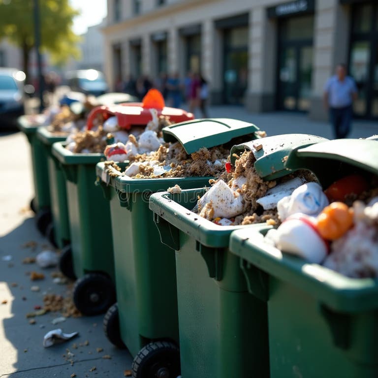 Overflowing Public Trash Bins a Visual Representation of Urban Decay ...