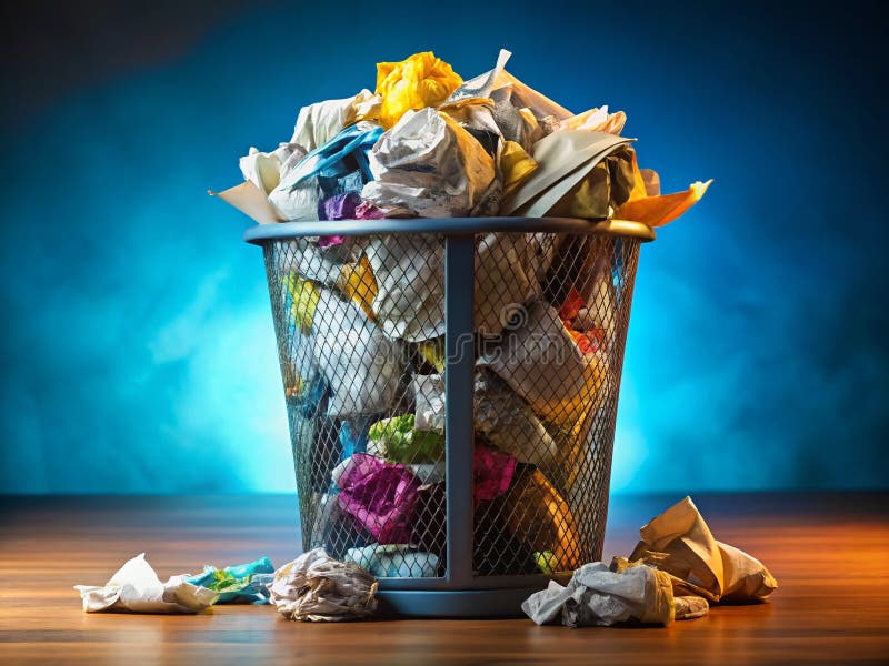 Overflowing Recycling Bin a Visual Representation of Waste Management ...