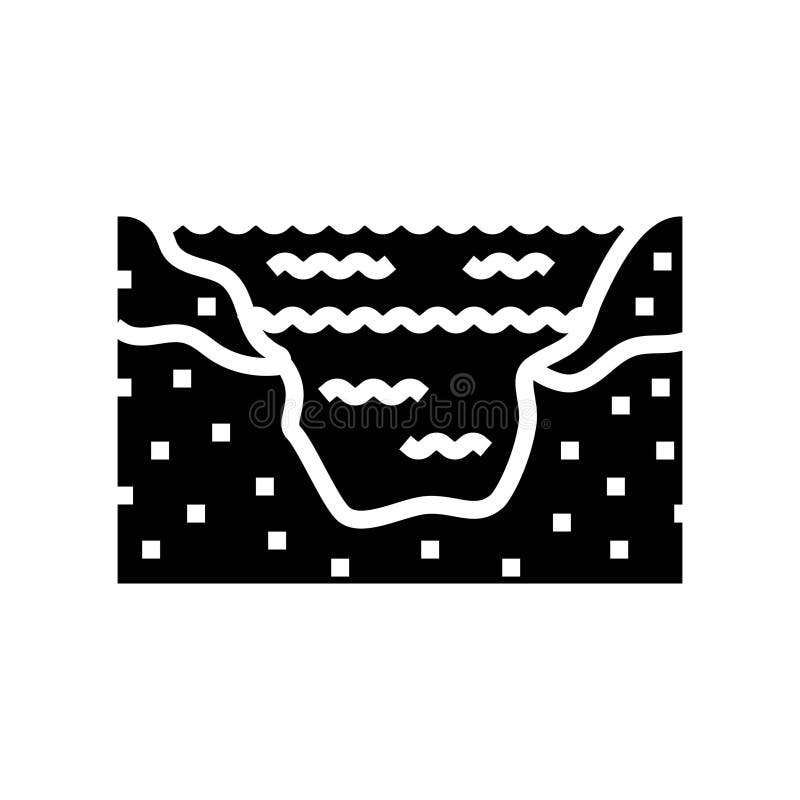Overflowing River Disaster Glyph Icon Vector Illustration Stock ...