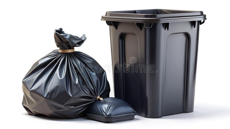 Overflowing Trash Bag Silhouetted Against Open Bin a Visual ...