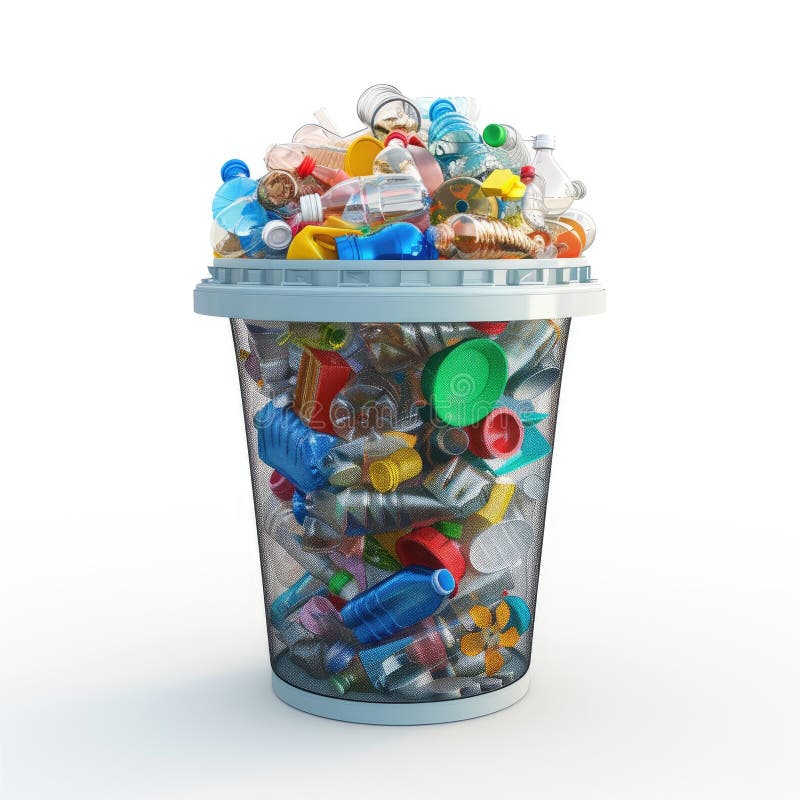 Overfilled Recycling Bin: Colorful Plastic Bottles and Containers Stock ...