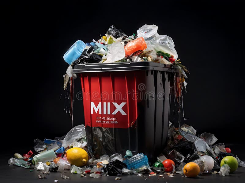 Overflowing Trash Bin with Mixed Waste Stock Photo - Image of planet ...