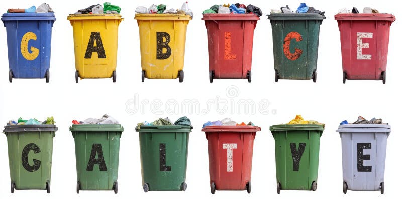 Overflowing Trash Bins with Garbage, Cut Out Stock Image - Image of ...