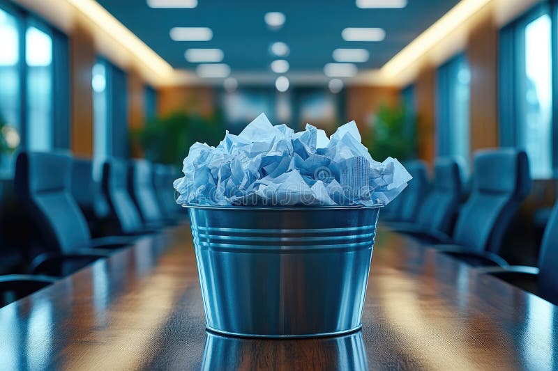 Overflowing Trash Can Full of Paper Sitting in Conference Room Stock ... Overflowing Trash Can Full of Paper Sitting in Conference Room Stock ...