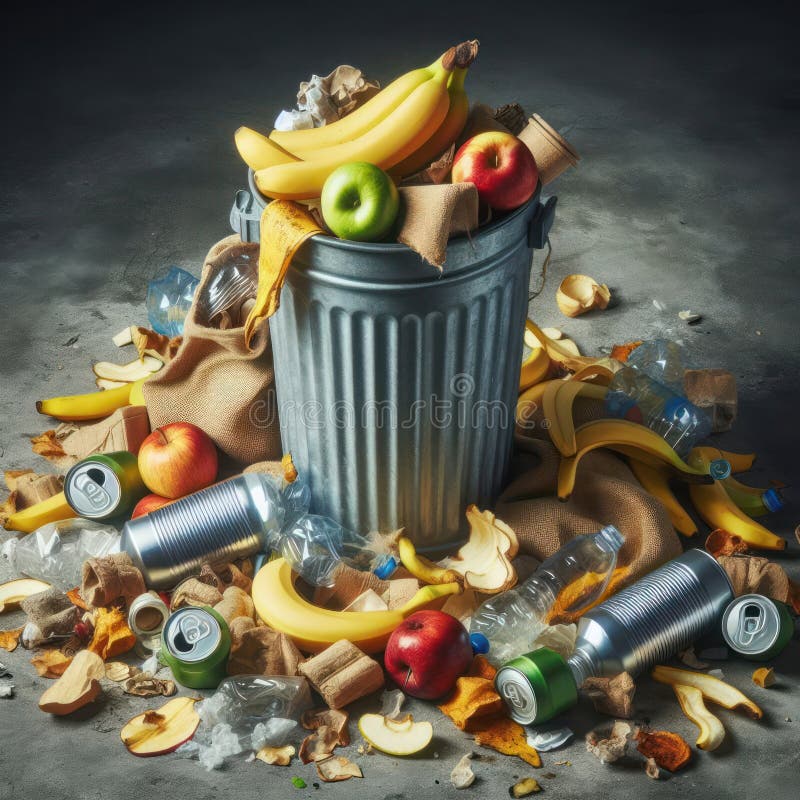 An Overflowing Trash Can Standing Surrounded by Garbage. Stock ... An Overflowing Trash Can Standing Surrounded by Garbage. Stock ...