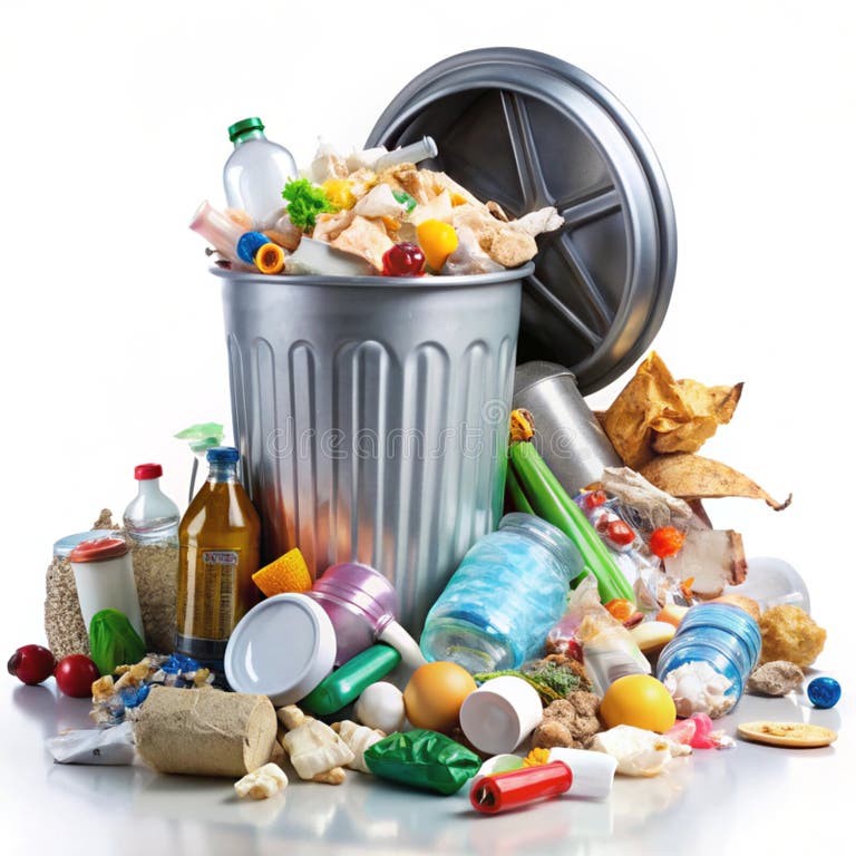 Overflowing Trash Can Symbolizing Waste and Environmental Issues Stock ...