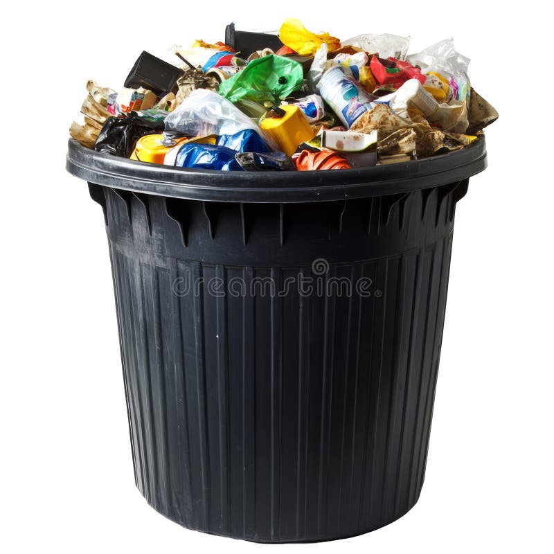 Overflowing Trash Can with Various Waste, Symbolizing Waste Management ...