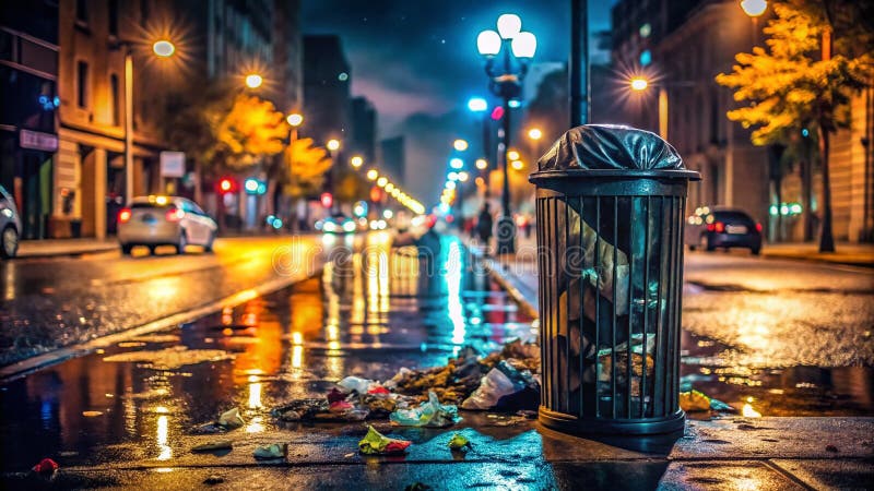 Overflowing Trash Can a Visual Representation of Urban Waste Management ...