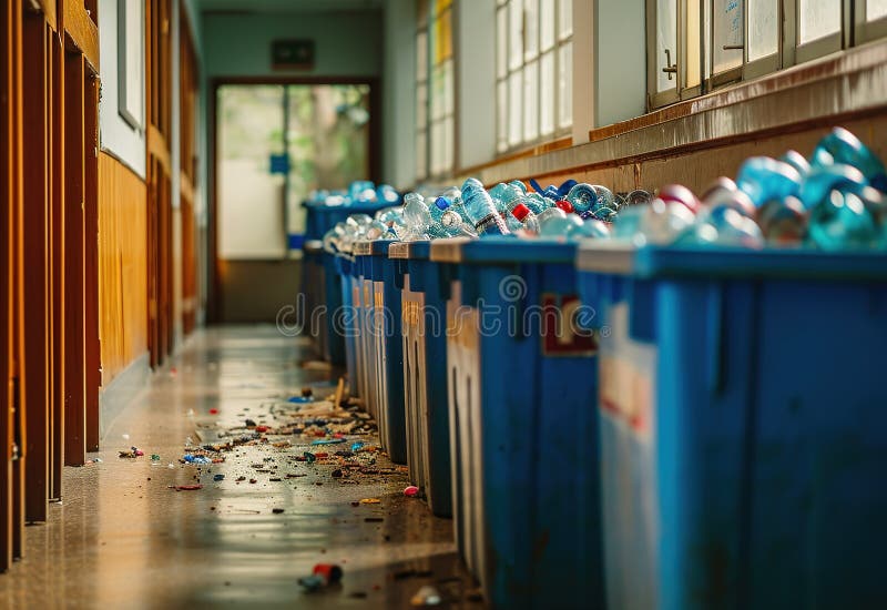 Overflowing Trash Cans Filled with Plastic Waste are a Prime Example of ...