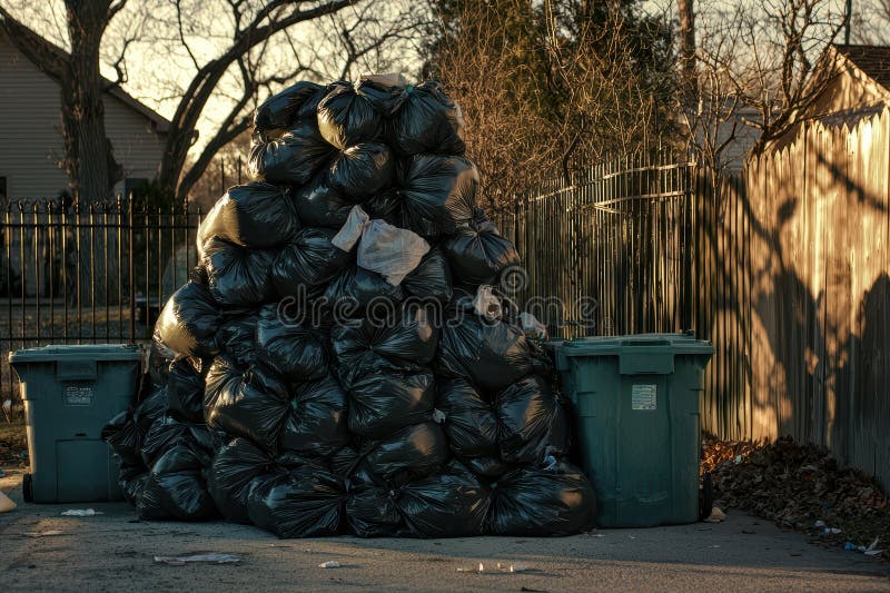 An Overflowing Trash Pile in an Urban Setting Causing a Significant ...