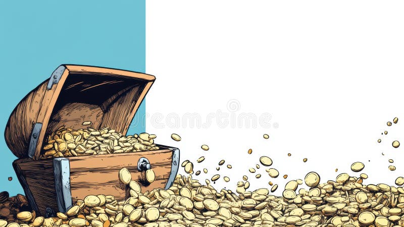 Overflowing Treasure Chest Full of Gold Coins Illustration Stock Image ...