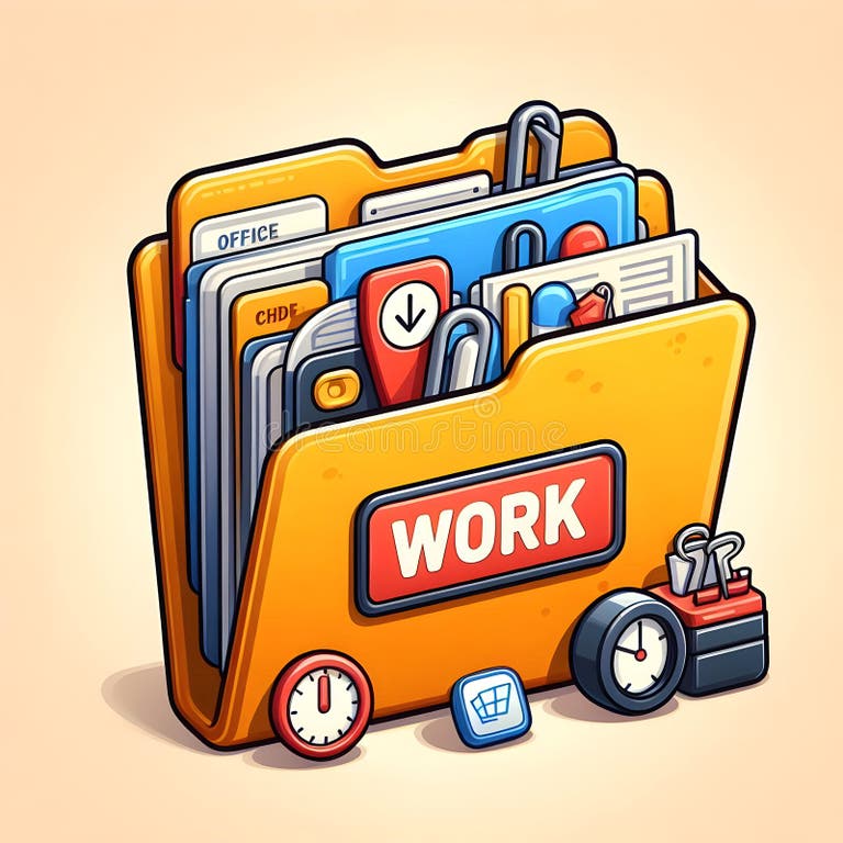 Work Folder Overflowing with Documents, Stationery and Office ...