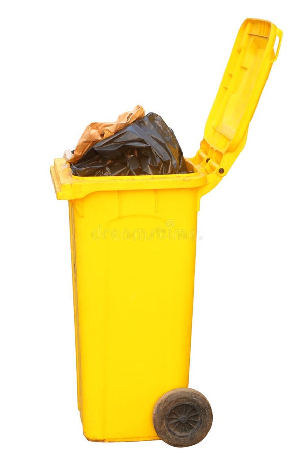 Overflowing Yellow Container for Plastic Waste. Waste Sorting Stock ...