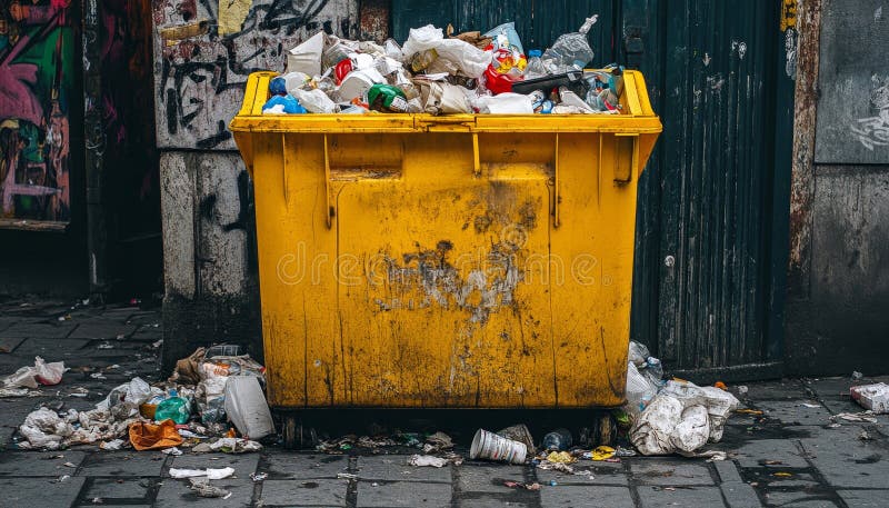 Overflowing Yellow Trash Bin Stock Illustrations – 176 Overflowing ...