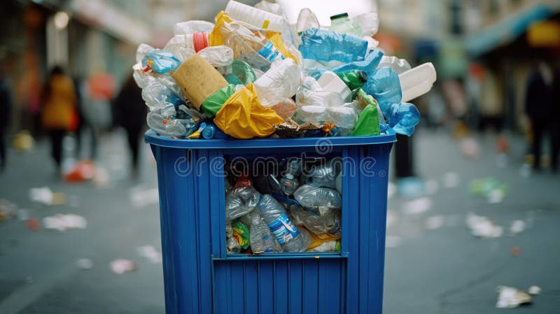 Overfull Garbage Can stock image. Image of overfilled - 367081669