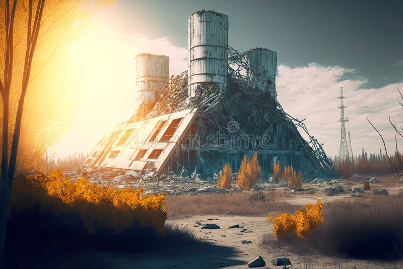 Overgrown with Branches and Greenery Old Nuclear Reactor of Nuclear ...
