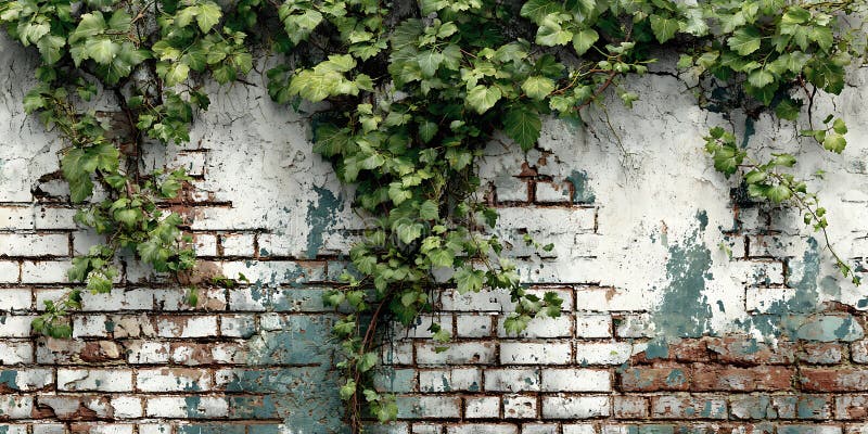 Overgrown Brick Wall Texture Natures Urban Canvas Stock Illustration ...