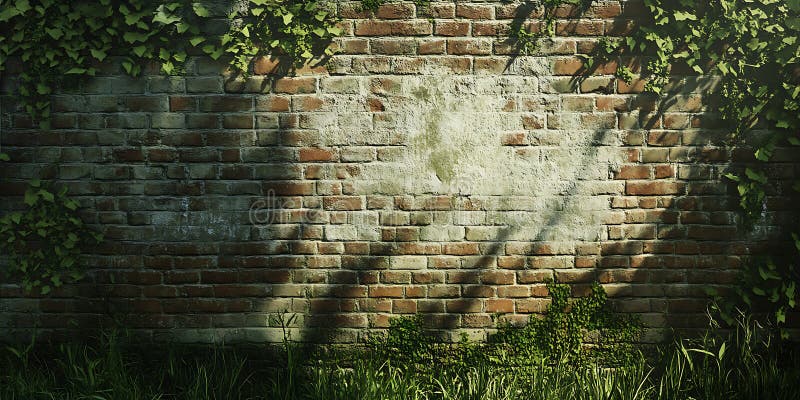Overgrown Brick Wall Texture a Rustic Background Image Stock ...