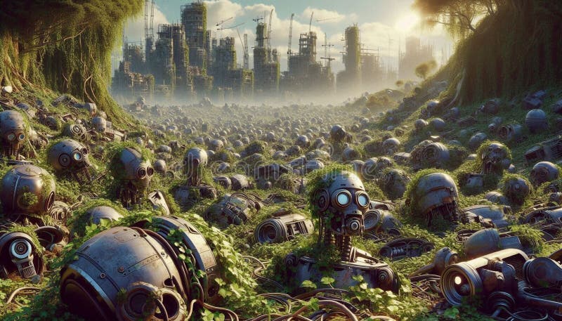 Overgrown Machines stock illustration. Illustration of futuristic ...