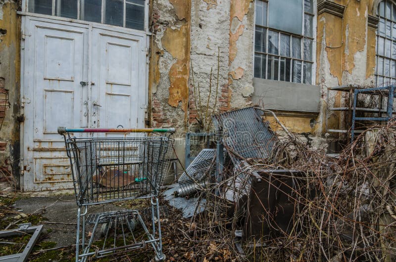 Overgrown Objects in Factory Stock Photo - Image of history, forget ...