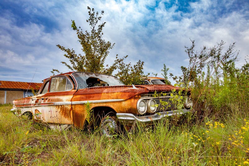 Rusty Salvage Yard Car stock image. Image of junk, texas - 101308799