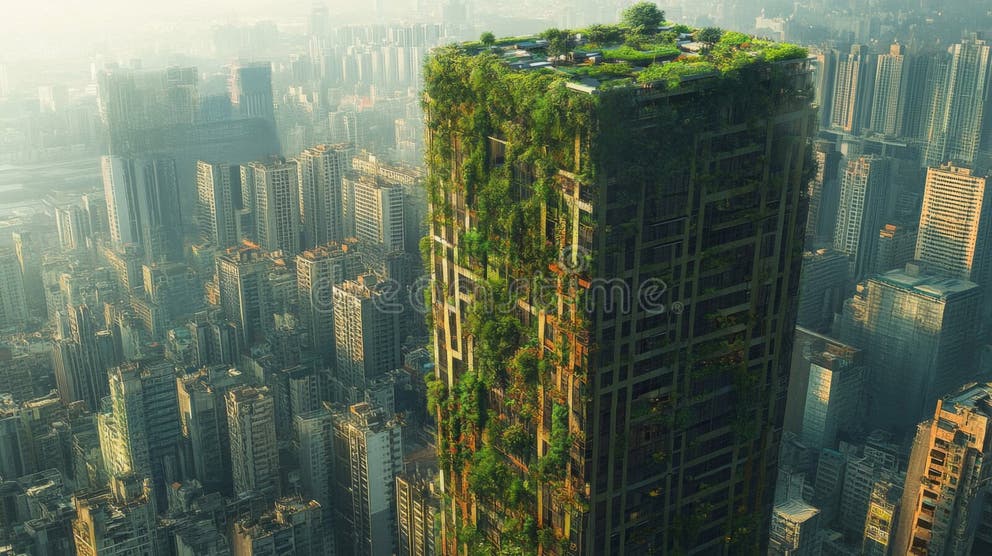 Overgrown Skyscraper in a Post-apocalyptic City Stock Image - Image of ...