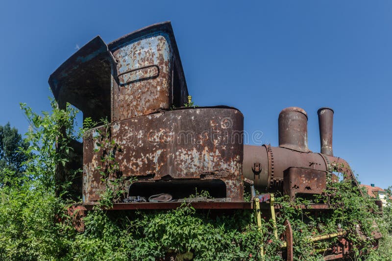 Overgrown Steam Locomotive Panorama Stock Image - Image of business ...