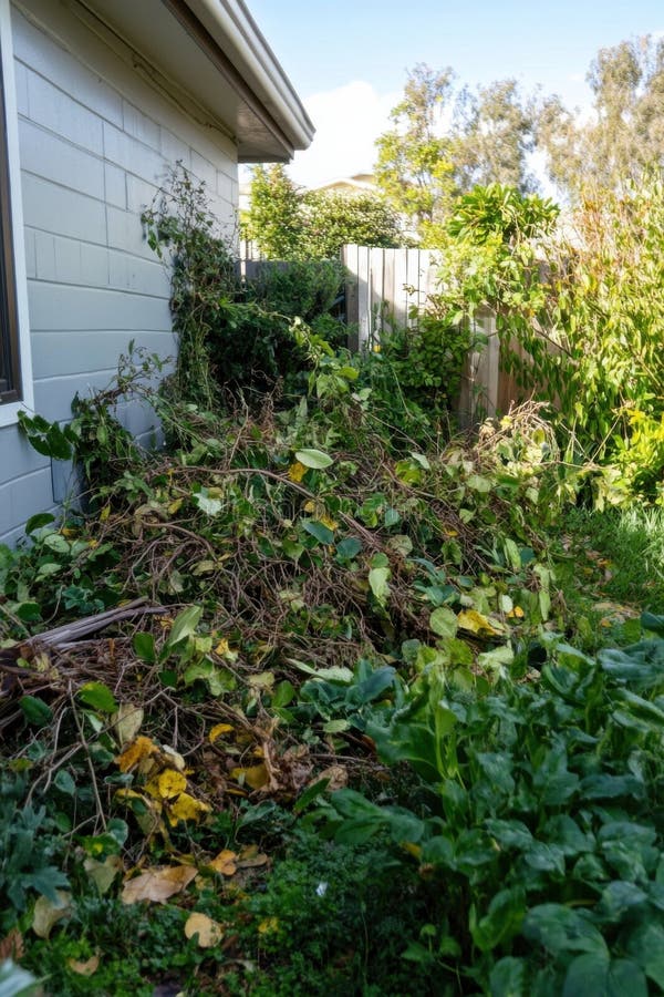 Overgrown Weeds and Neglected Plants before Garden Transformation in ...