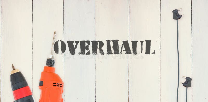 Overhaul Against Diy Tools on Wooden Background Stock Illustration ...