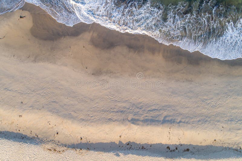 Overhead Aerial Drone View of a Beach Shore at Sunrise Stock Photo ...